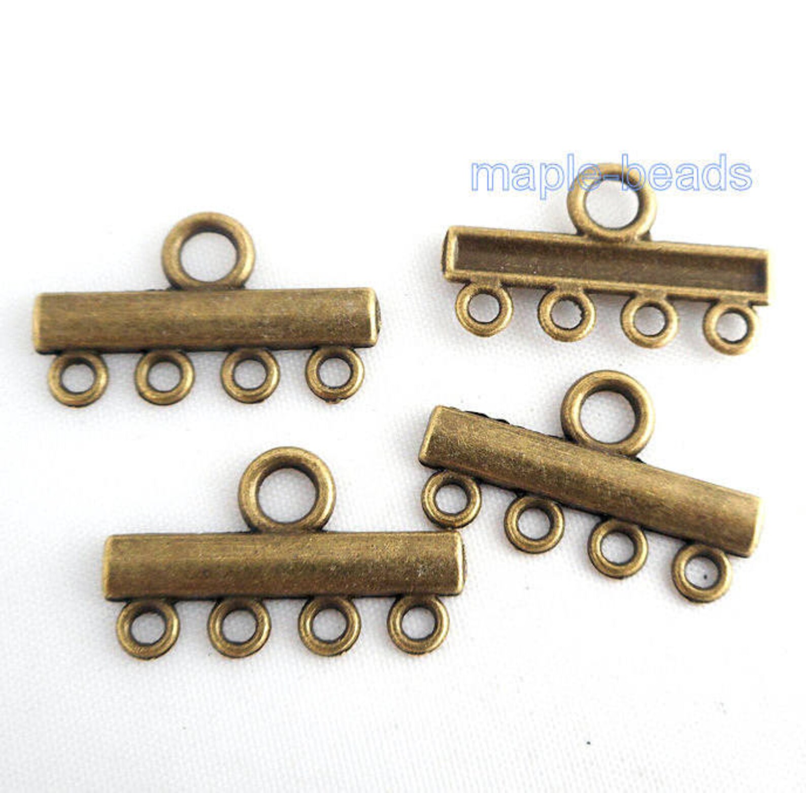 6pcs-4-strand Brass Bar Connector-bronze Tone 5 Loop Connector - Etsy