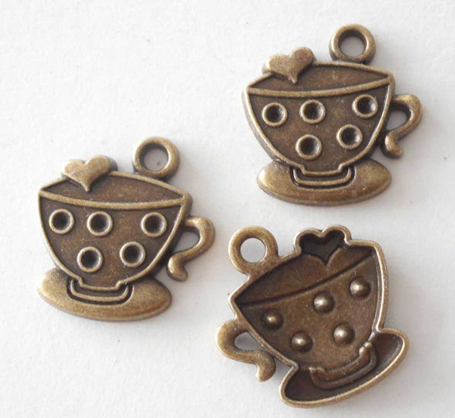 6pcs-brass Coffee Cup Charm Brass Tea Cup Charm Silver Tone - Etsy