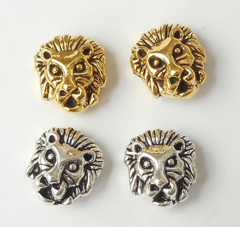 4pcs-lion Head Charm Space Beads Lion Head Stopper Beads-pick - Etsy