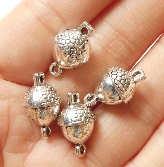 6pcs-2 Loop Connector-3d Silver Tone Acorn Connector DIY - Etsy