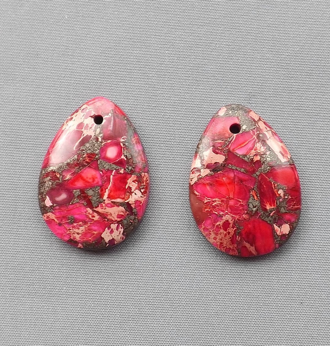 1 Pair Earring Beads- Pink Emperor Jasper Gemstone Earring Beads, DIY ...