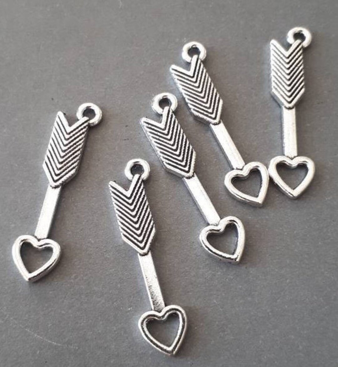 6pcs-1" Silver Tone Arrow Charm, Charm for Earrings, Minimalist ...