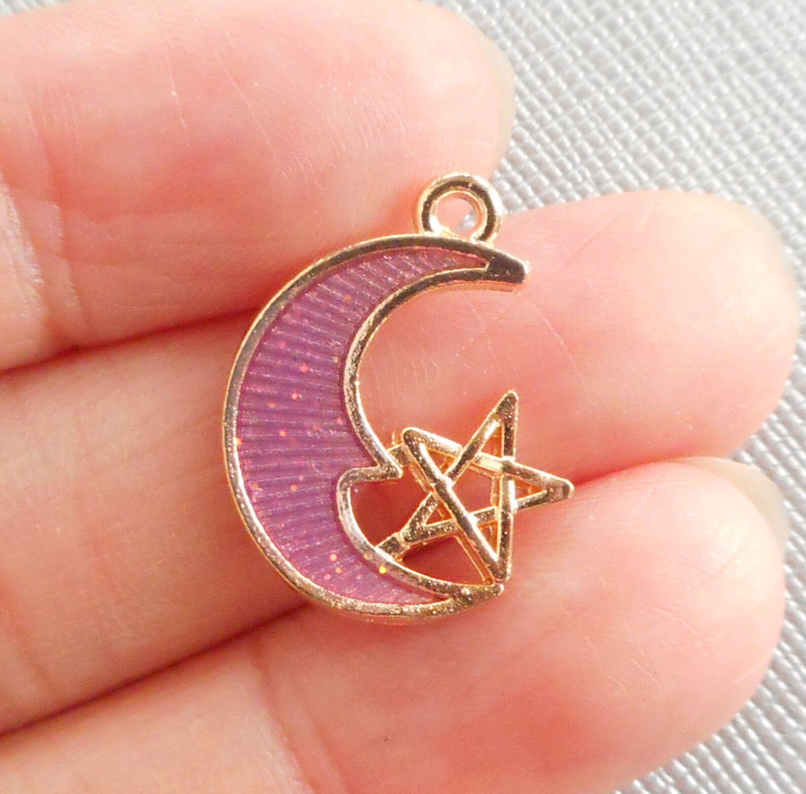 6pcs-19mmx15mm Gold Tone Enamel Purple Moon Star Charm-more | Etsy