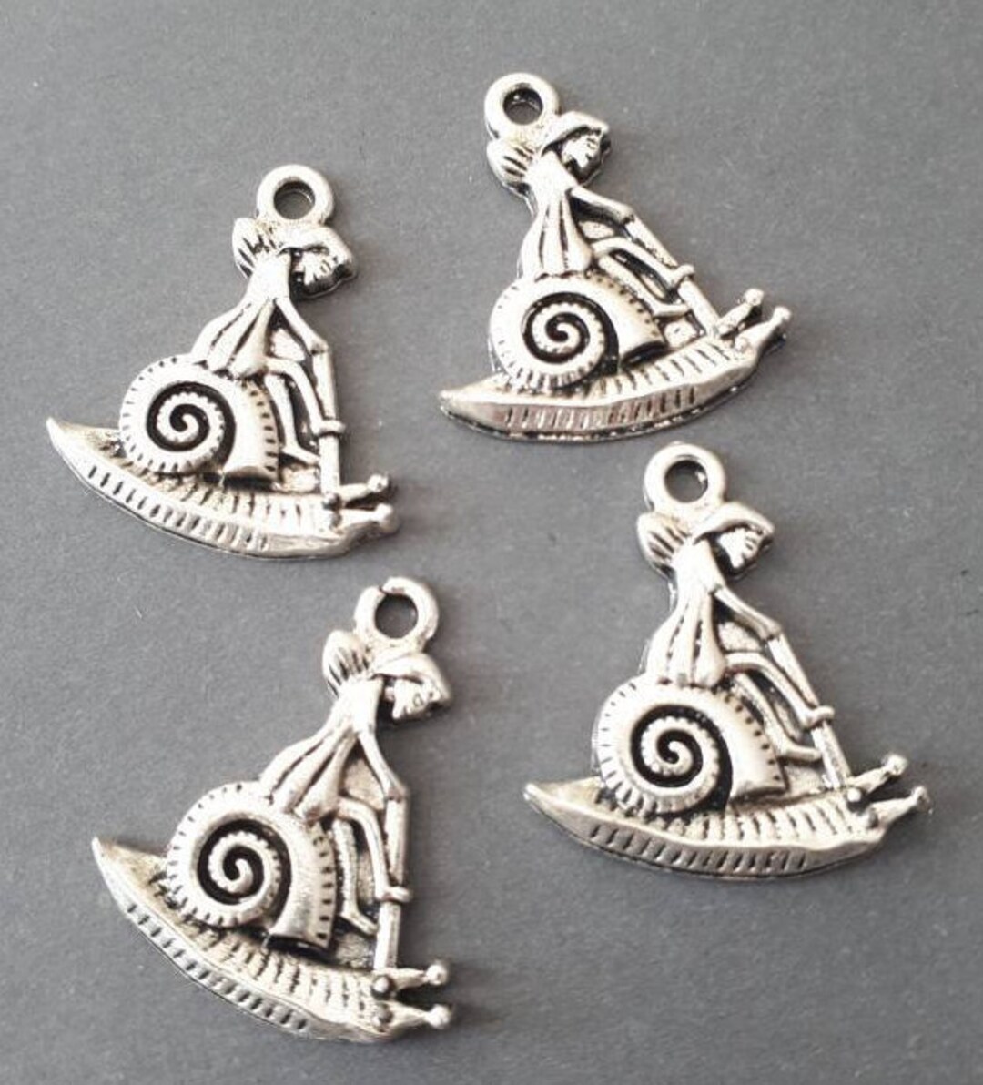 6pcs-silver Tone Angel on Snail Charmfairy Snail Charm-bronze - Etsy