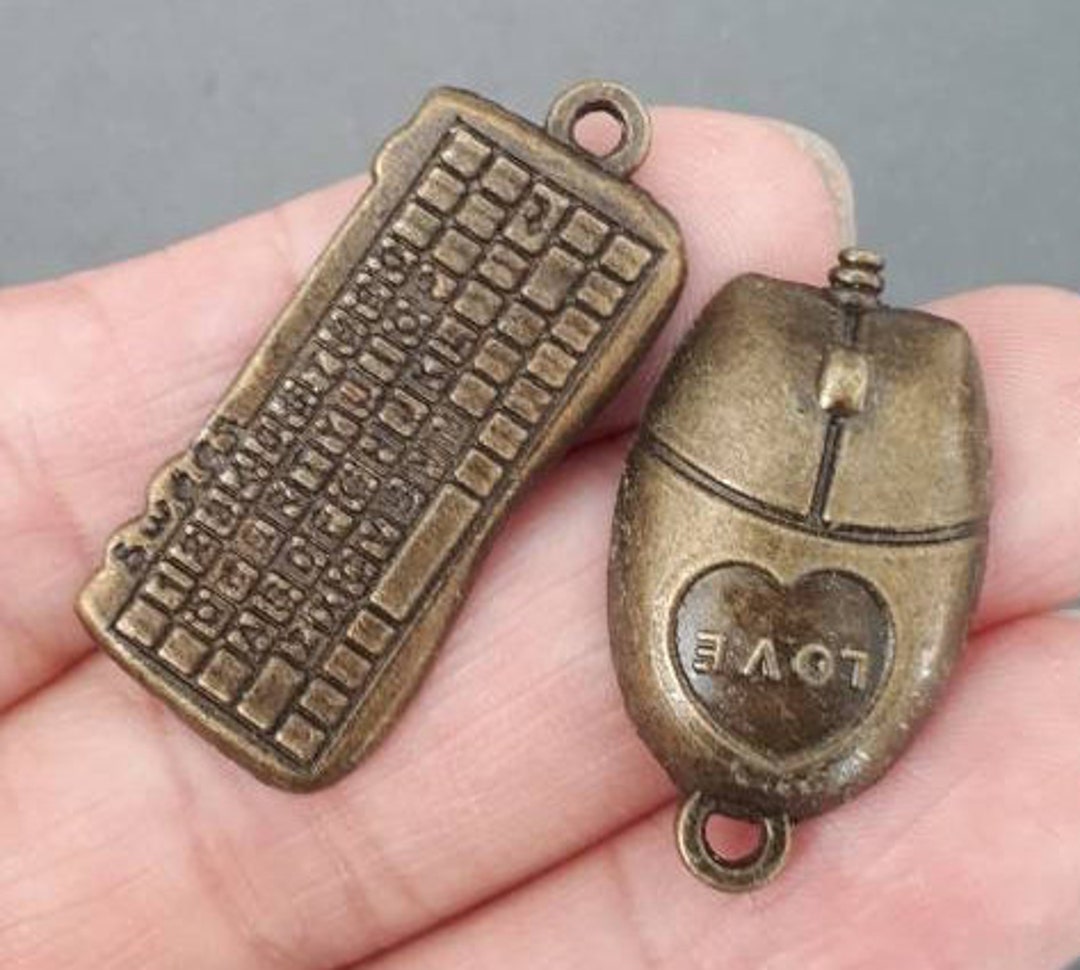 2 Sets-bronze Tone Computer Keyboard & Mouse Charm, School Charm ...