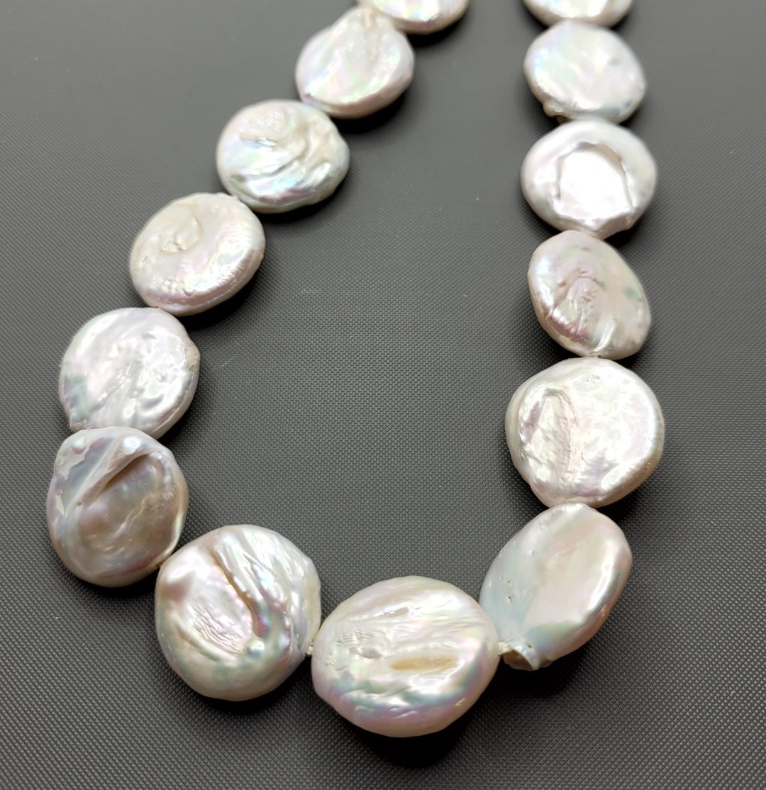 2pcs-17mm-18mm Large White Ivory Coin Pearls-genuine Pearls, DIY ...