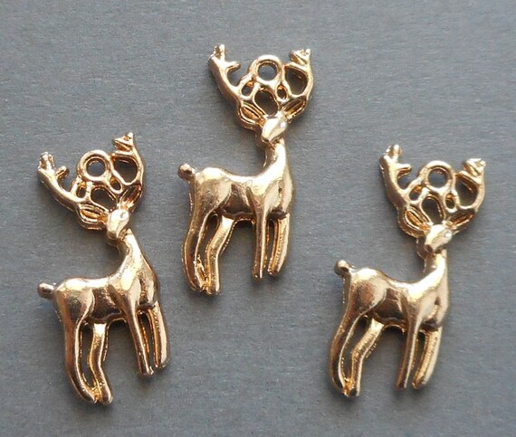 4pcs-gold Tone Deer Charm Gold Reindeer Charmxmas | Etsy