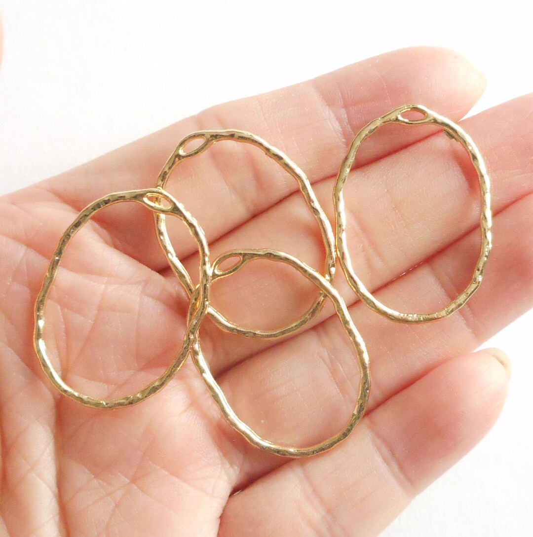 4pcs-1.25" Gold Tone Oval Earring Hoop, DIY Minimalist Earrings, Gold ...