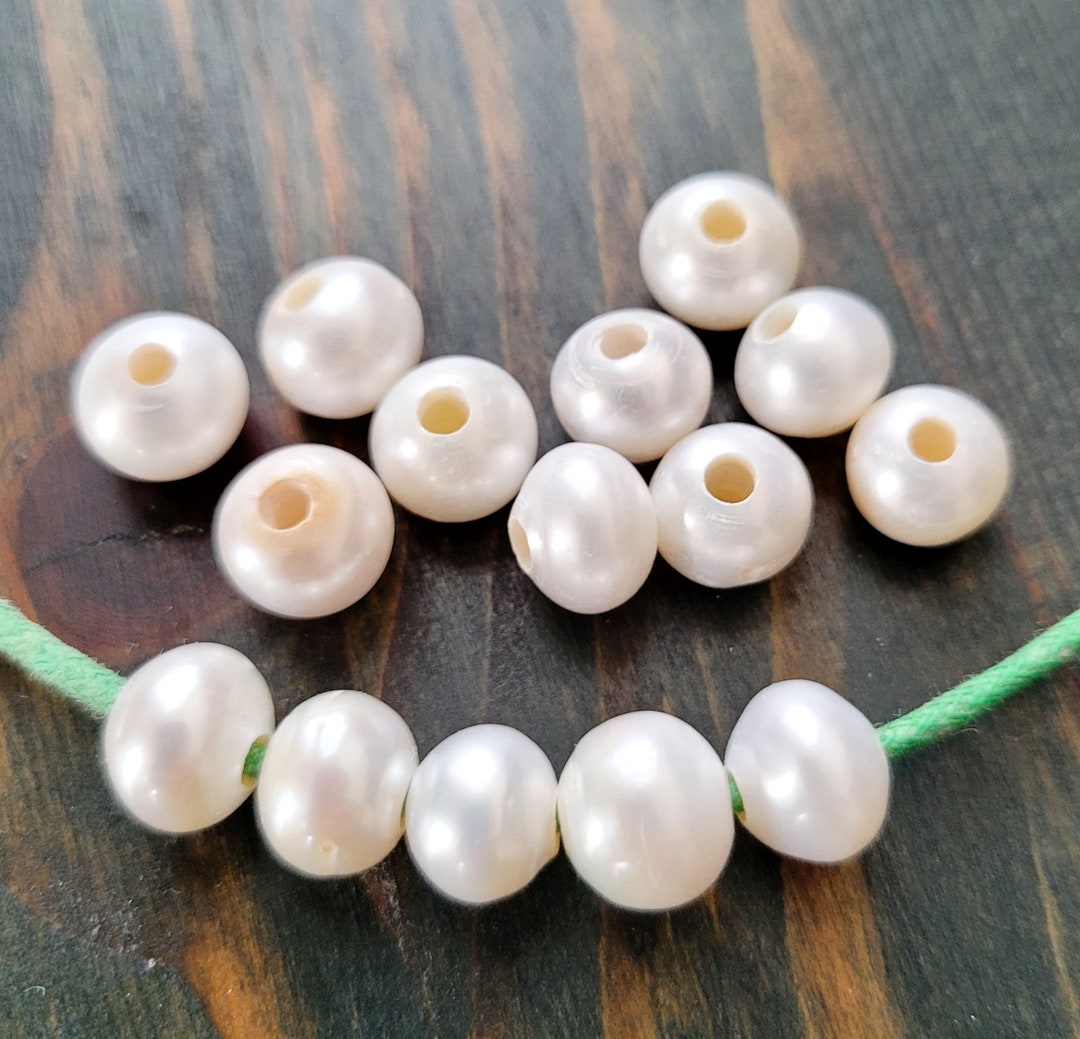 6pcs-2mm Hole, White Ivory Pearls-genuine Fresh Water Pearls, Big Hole ...