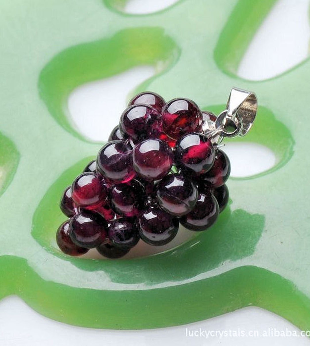 2pcs-handmade-grapes Charms, Hand Weave W/ Natural GARNET Gemstone ...