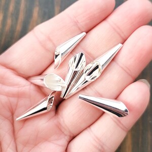 8pcs-21mmx6mm Silver Tone Long Cone End Caps, Long Cone Tassel Caps ...