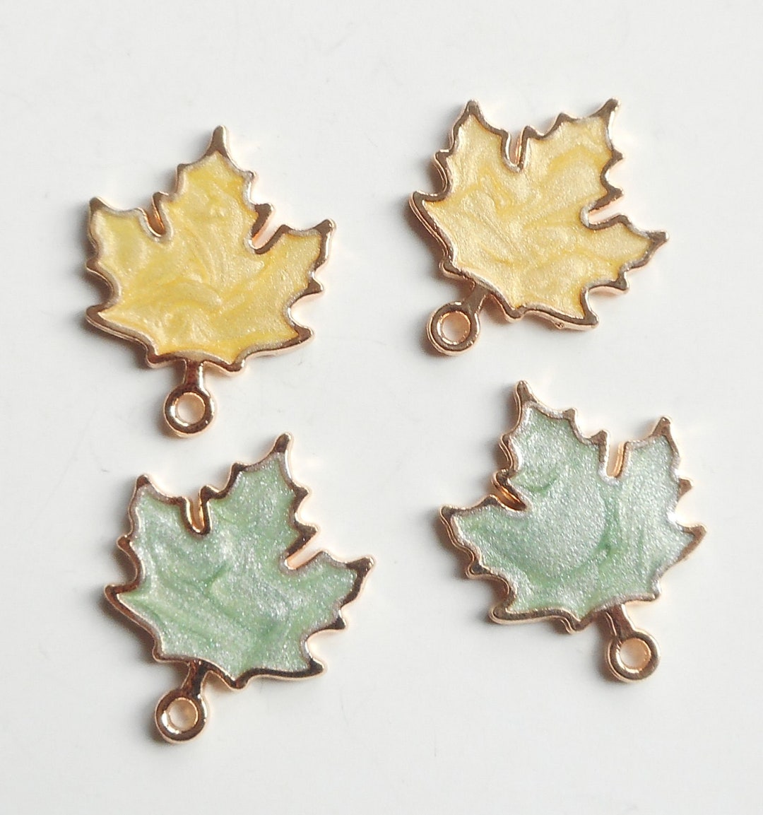 4pcs-gold Tone Enamel Maple Leaf Charm-pick the Color - Etsy