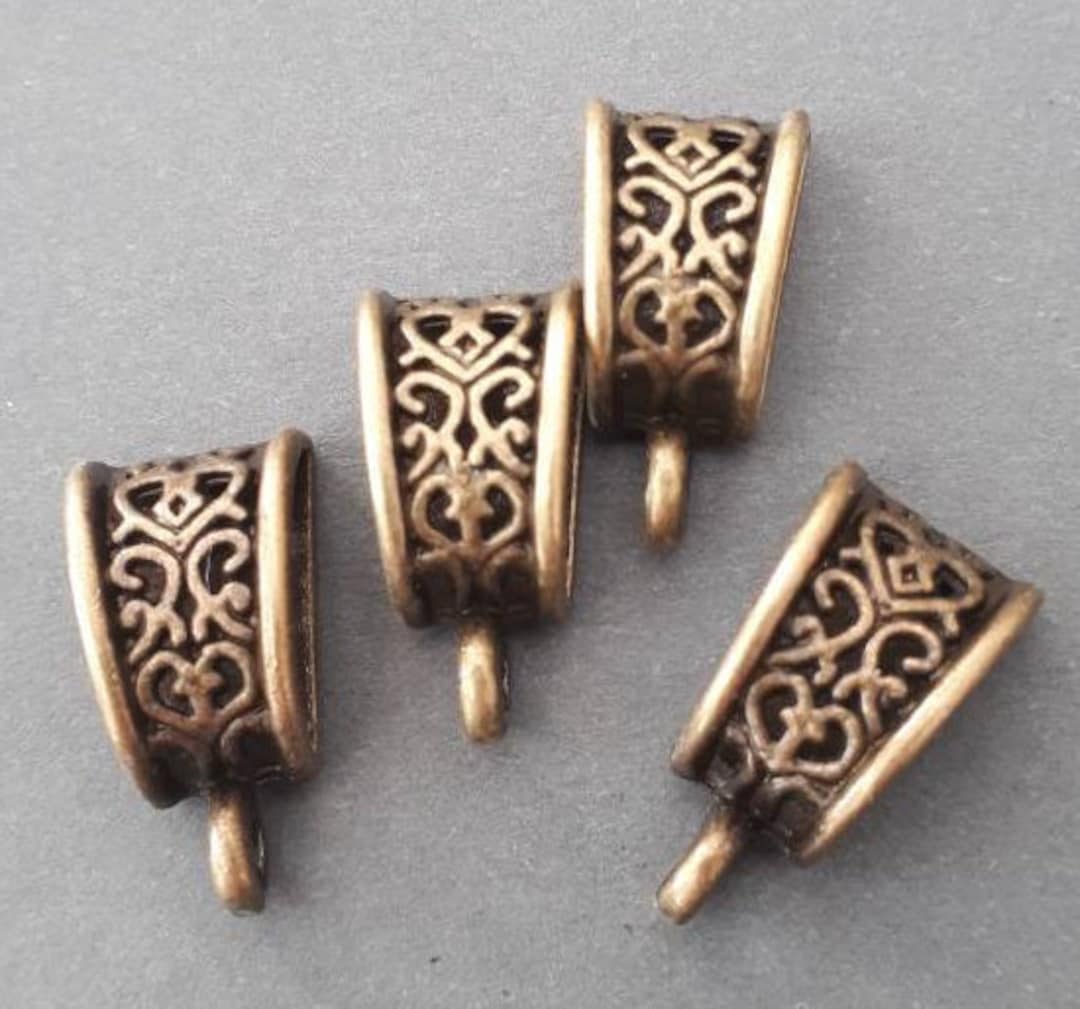 6pcs-bronze Tone Bails, Flat Back Bail, Bail for Pendant, Pendant ...