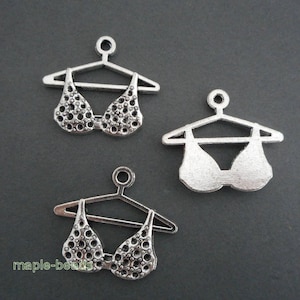 4pcs-hanger Charm, Bra Charm- Silver Tone Underwear Charm-bronze Tone ...