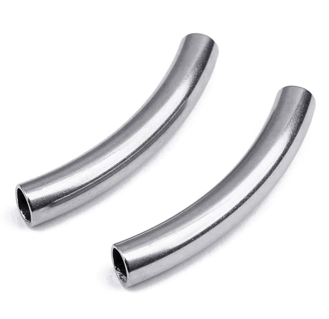 4pcs-40mmx6mm- Big Hole Tube Spacer,stainless Steel DIY Long Metal Tube ...