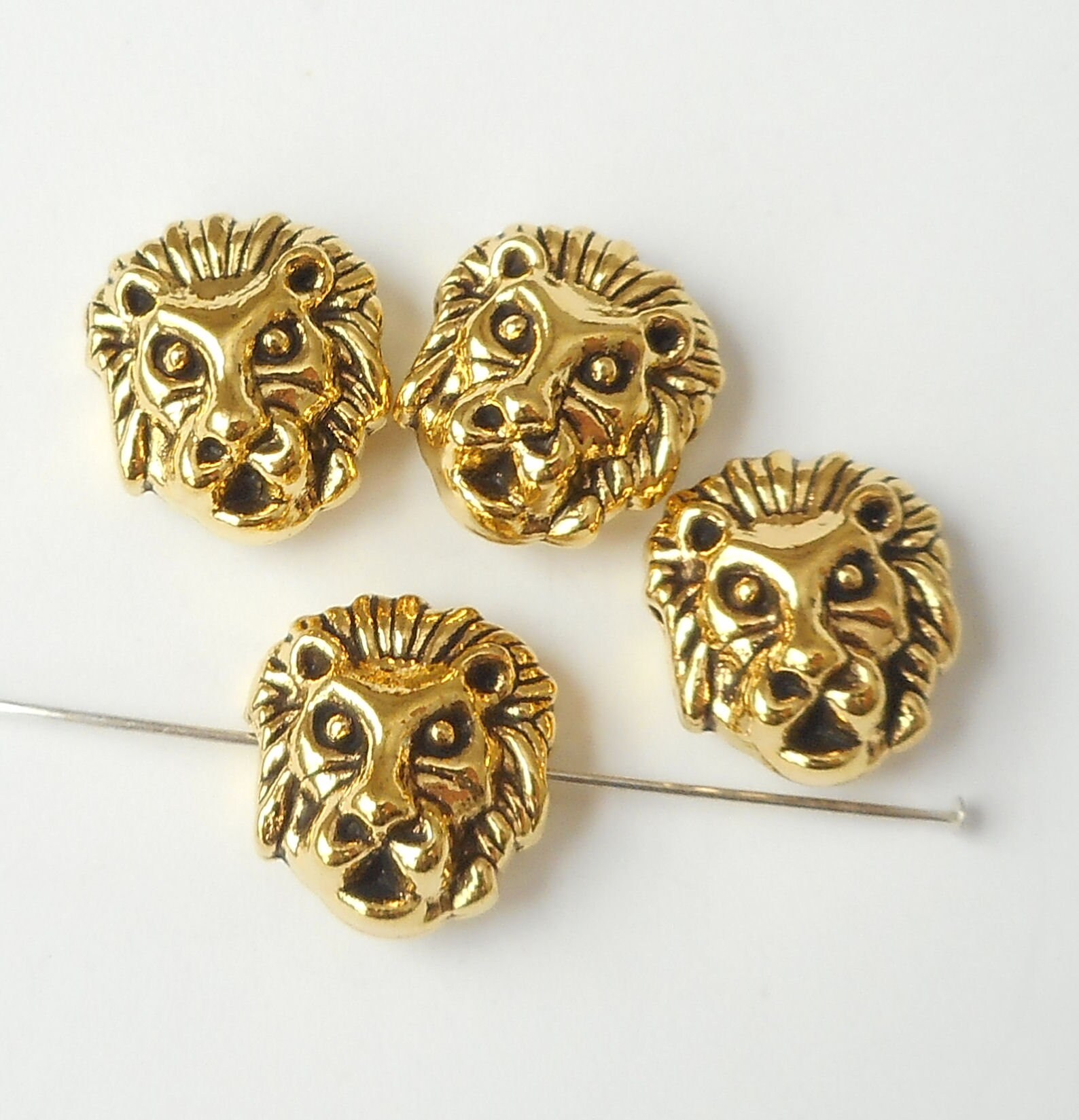 5pcs-silver Tone Lion Head Charm Space Beads Lion Head - Etsy UK