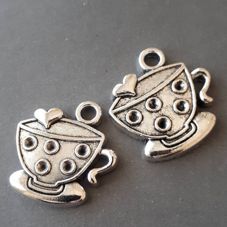 6pcs-brass Coffee Cup Charm Brass Tea Cup Charm Silver Tone - Etsy
