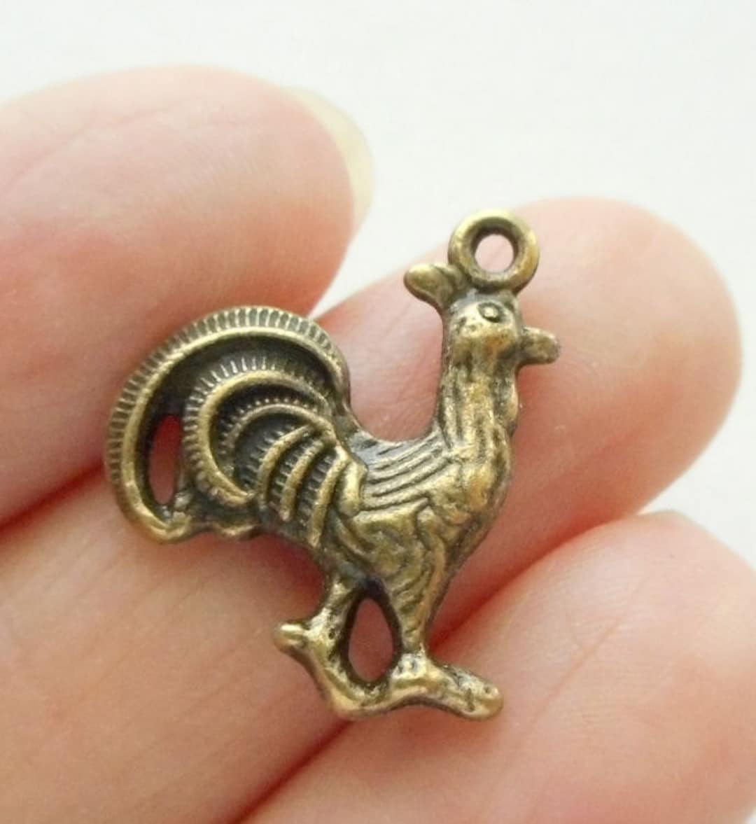 8pcs-2 Side Rooster Charm--1 Loop Antique Brass Tone Rooster Charm - Etsy