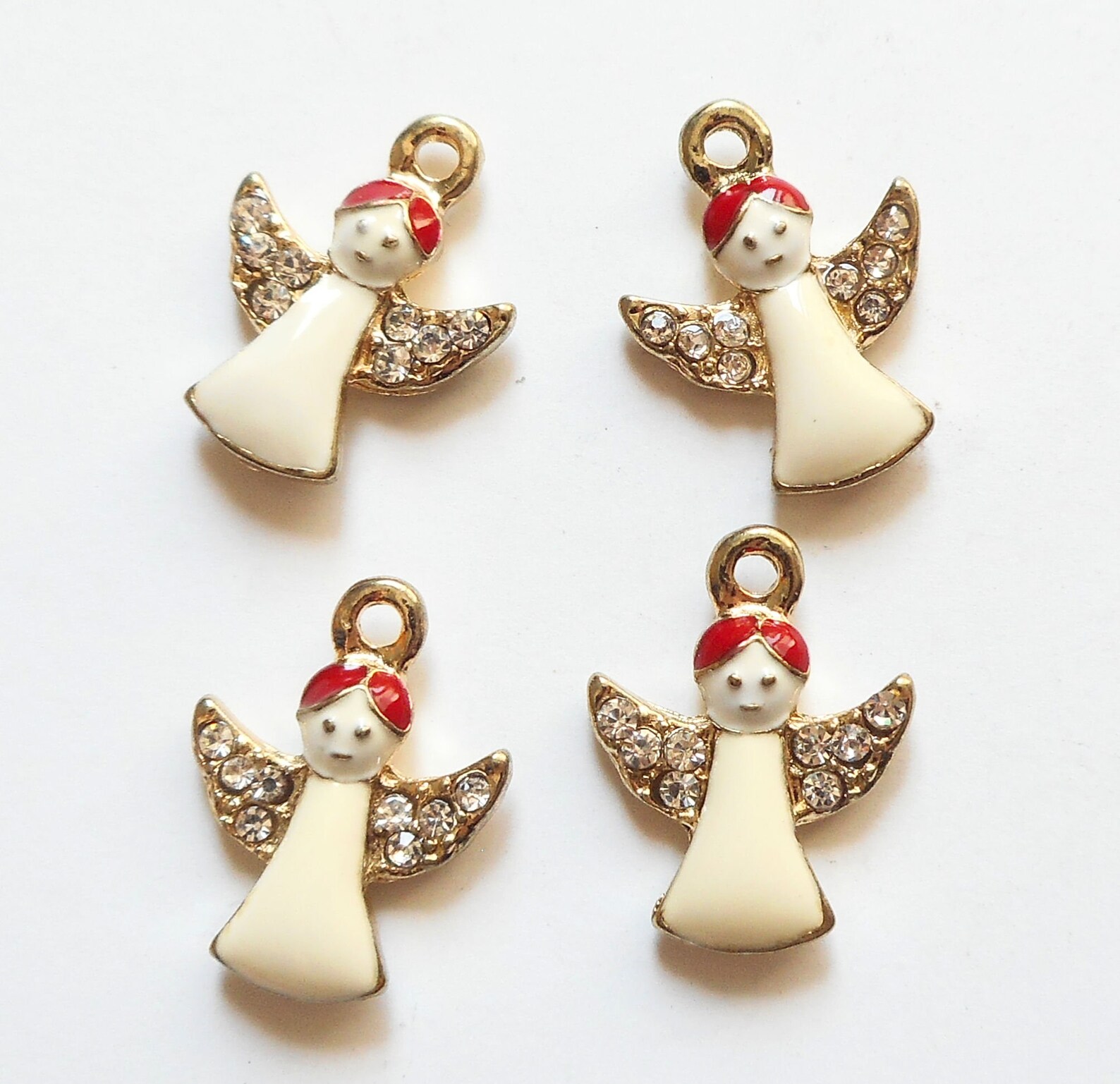 4pcs-20mmx14mm Gold Tone Enamel Angel Charm W/ Clear - Etsy