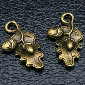 8pcs-brass Oak Leaf Acorn Charm,bronze Tone Acorn Charm-silver Tone ...