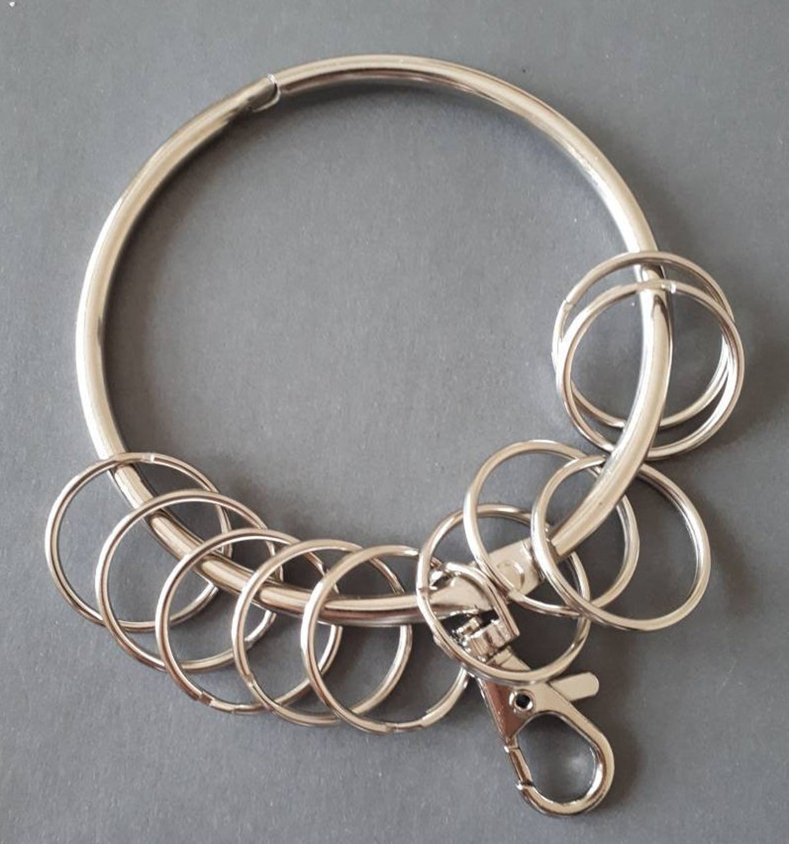 3.5" Large Ring of Silver Tone Metal Keys W/lobster Clasp Charm Pendant ...