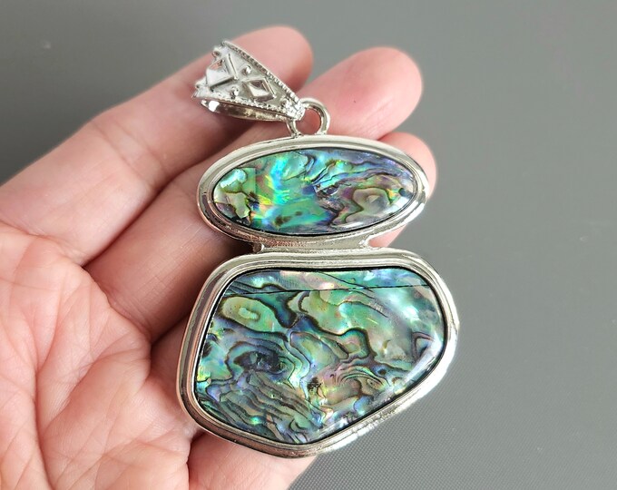 1pc-large Abalone Shell Inlaid Silver Tone Metal Frame, Statement ...