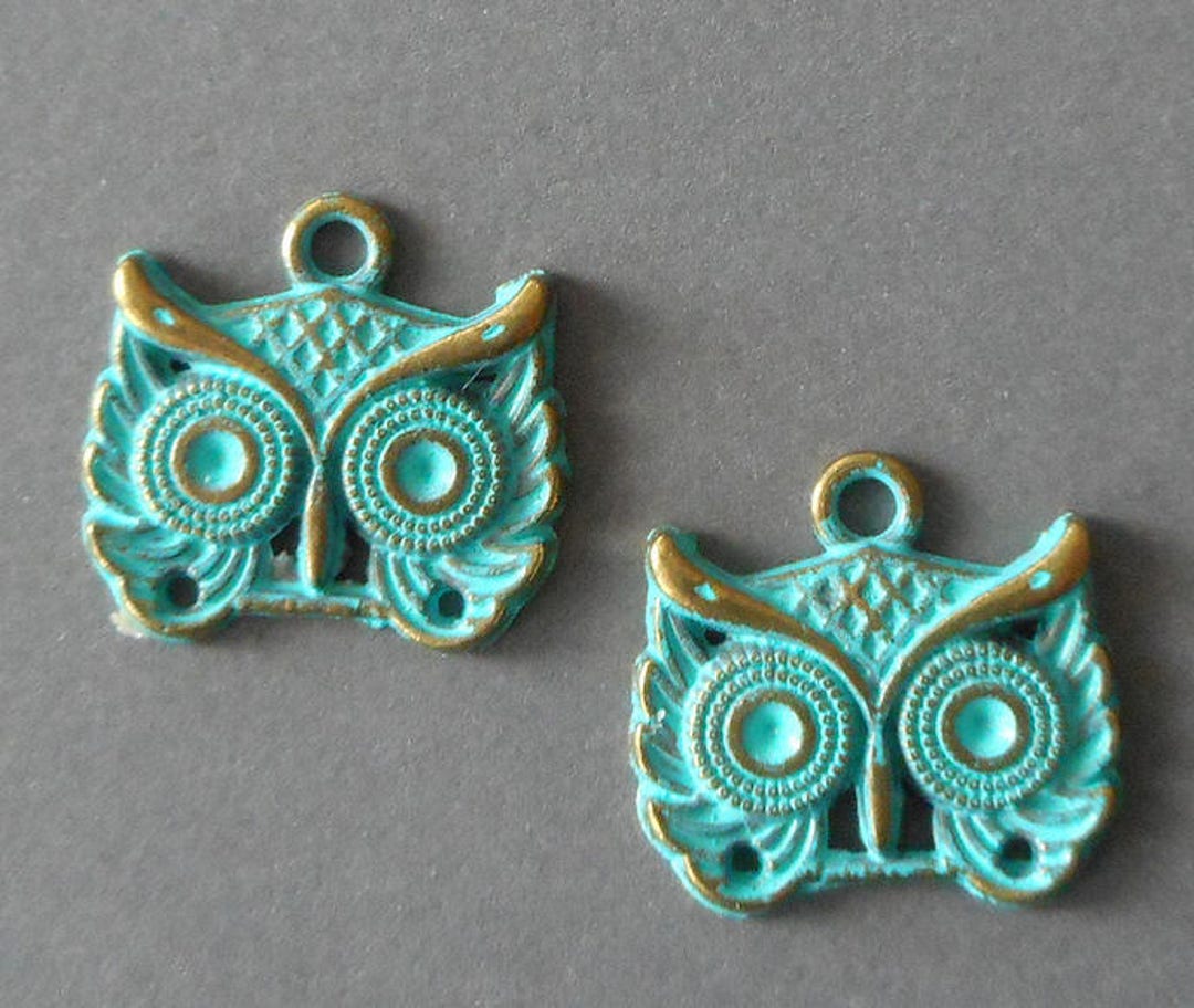 6pcs-very Cute Connector-3 Loop Patina Bronze Tone Owl Connector ...