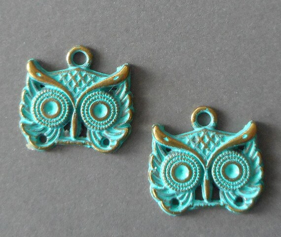 6pcs-very Cute Connector-3 Loop Patina Bronze Tone Owl - Etsy