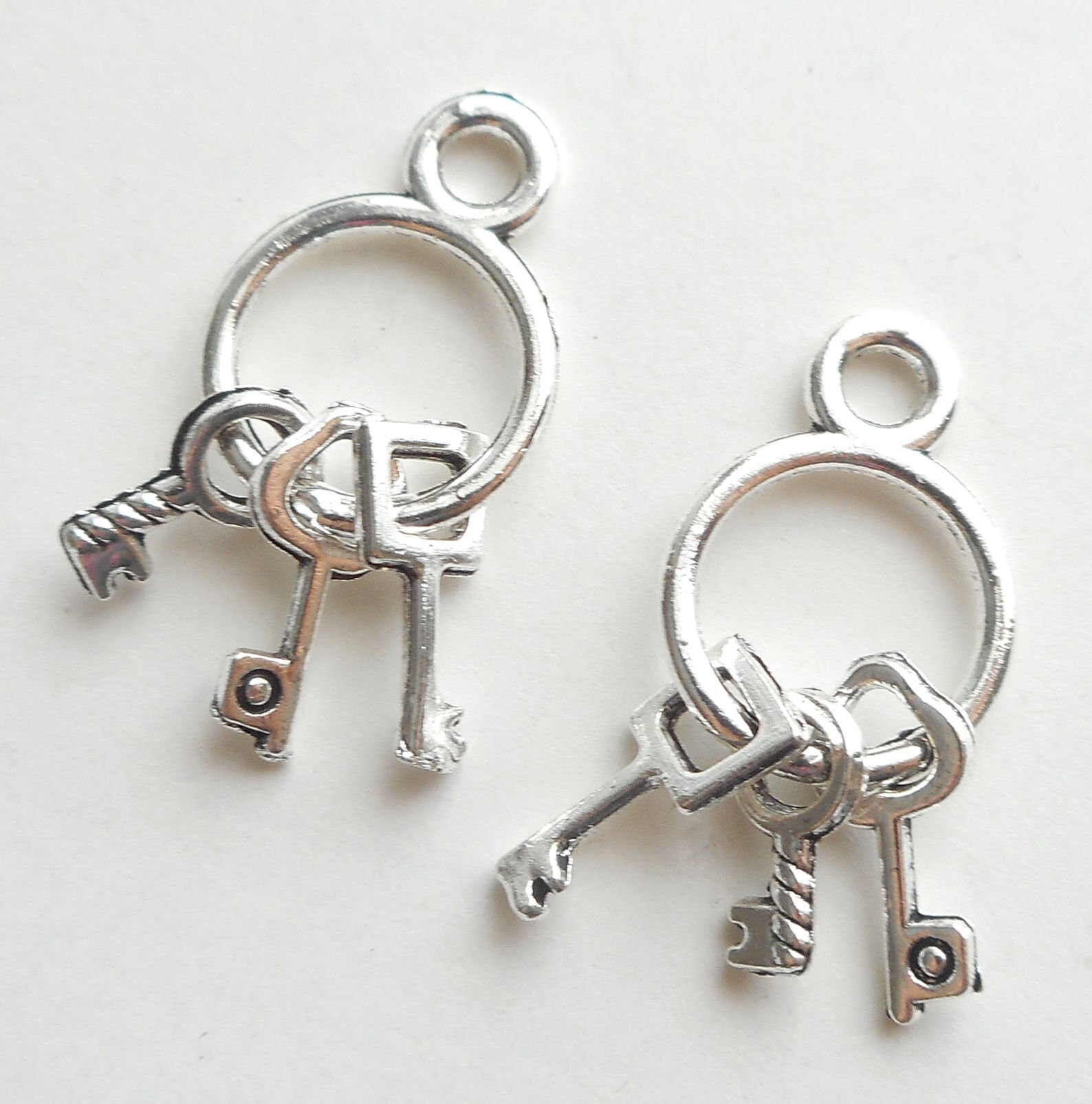 4pcs-key Ring Charm-silver Tone Key Ring Charm-more Colors - Etsy UK