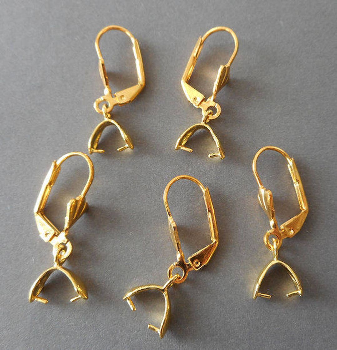 10pcs-gold Tone Lever Back Earring Hook W/ Pinch Bail-more Colors - Etsy