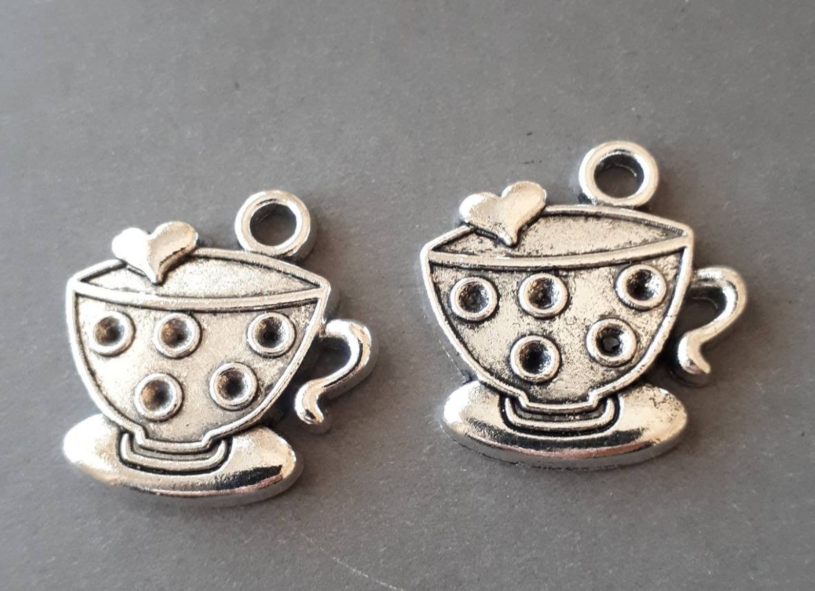 6pcs-brass Coffee Cup Charm Brass Tea Cup Charm Silver Tone - Etsy
