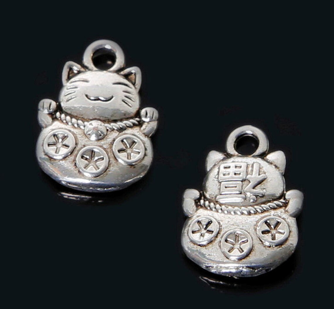 6pcs-2 Sided Fortune Cat Charm, Lucky Cat Charm-pick the Color - Etsy