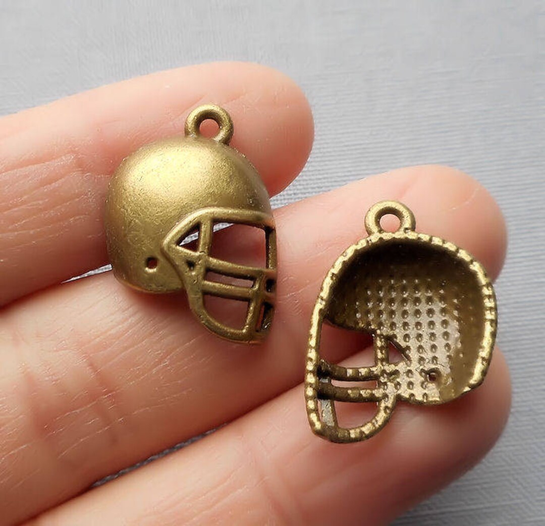 8pcs-helmet Charm-antique Brass Tone Helmet Charms - Etsy