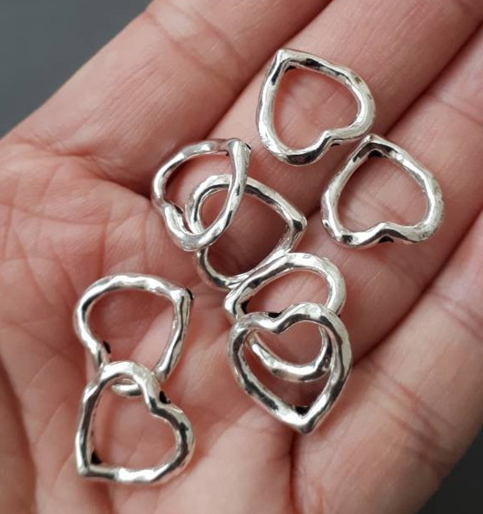 10pcs 12mm Silver Heart Spacer Beads-heart Bead Frame Spacers - Etsy ...