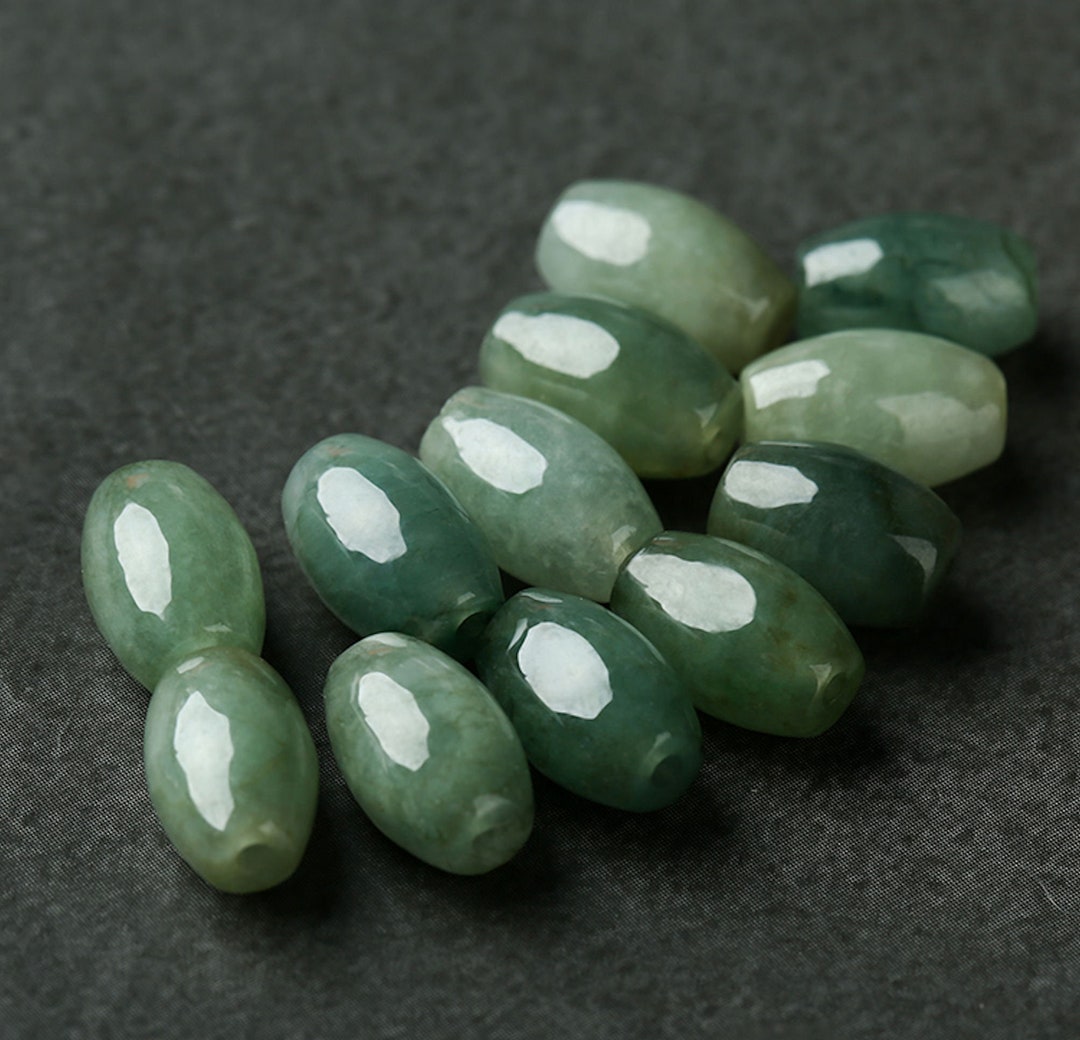6pcs-10mmx8mm-natural Green Jade Gemstone Barrel Beads,jade Earring ...