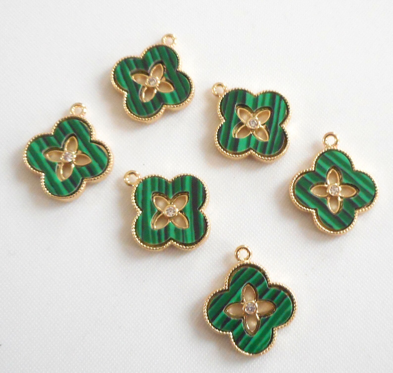2pcs 14K Gold Plated MOP Shell Inlaid Clover Charm W/ Cubic - Etsy