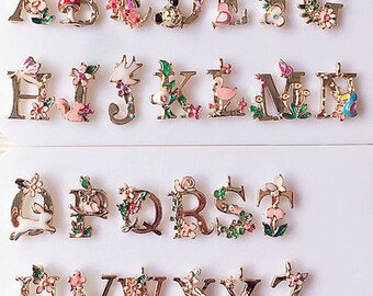 26 Alphabet Letters Set-2 Sided Enamel Letter Charms-pick the | Etsy