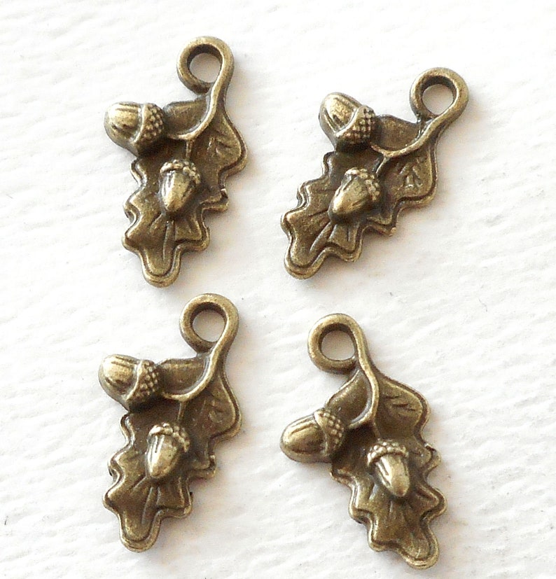 8pcs-brass Oak Leaf Acorn Charmbronze Tone Acorn Charm-silver - Etsy