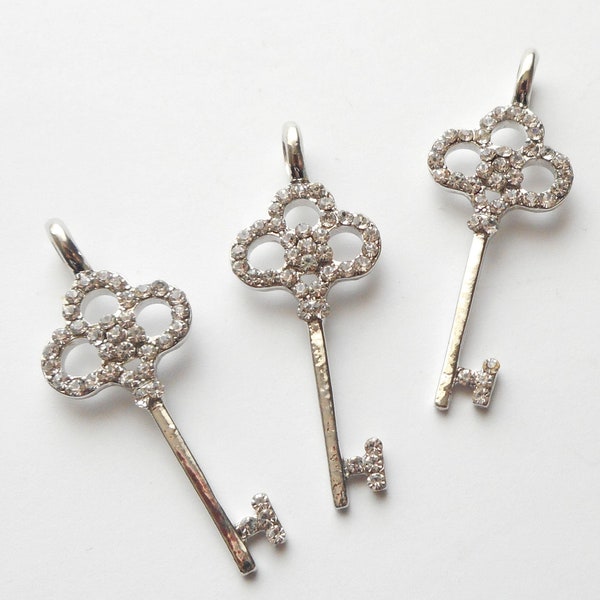 Rhinestone Key Charm - Etsy
