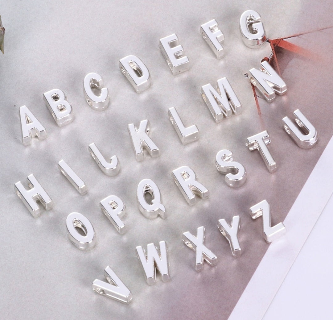 26 Alphabet Letters Set-2.5mm Hole Silver Plated 3D Letter Beads-more ...