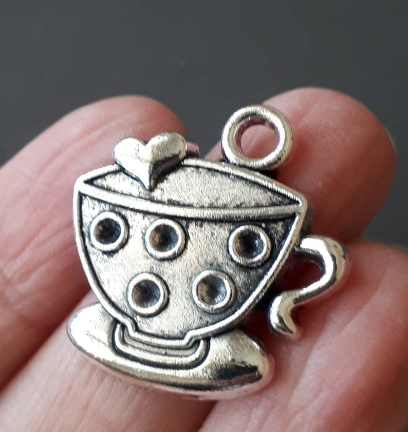6pcs-brass Coffee Cup Charm Brass Tea Cup Charm Silver Tone - Etsy