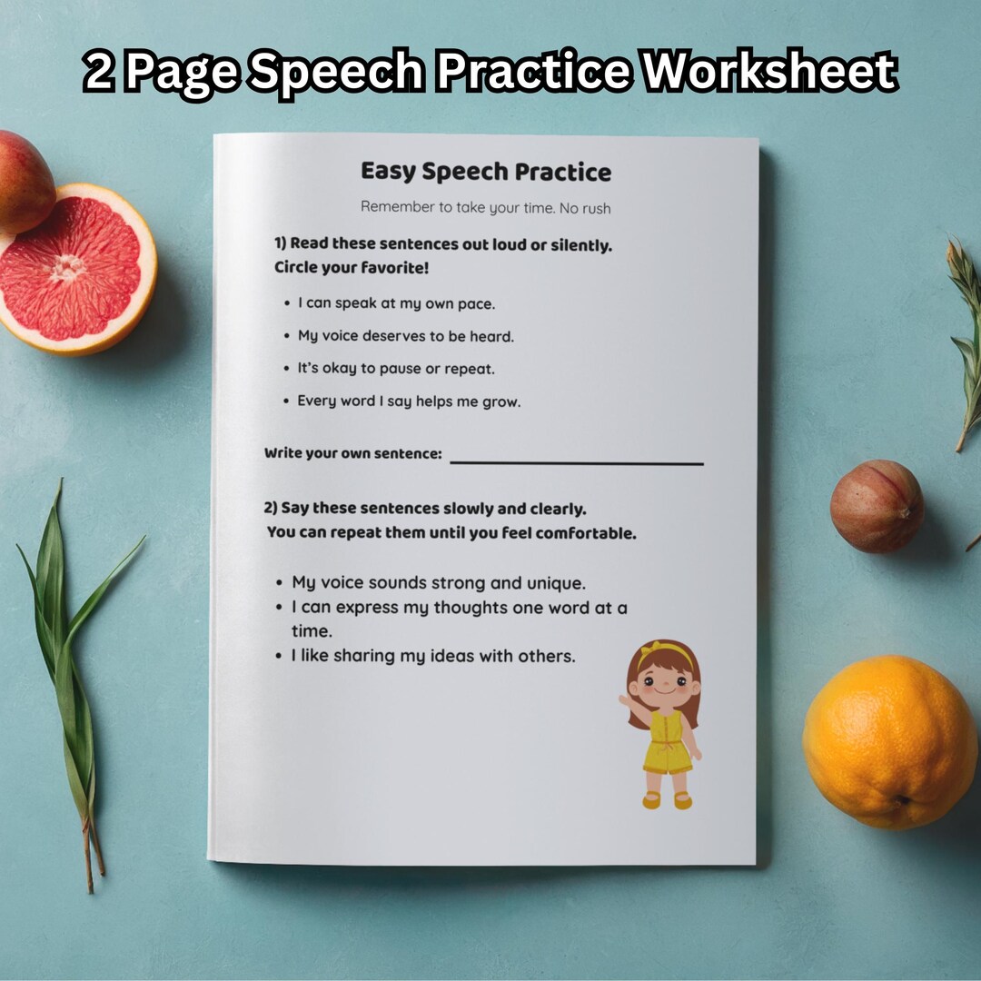 Speech Therapy Worksheet for Kids: Articulation & Fluency Practice (2 ...