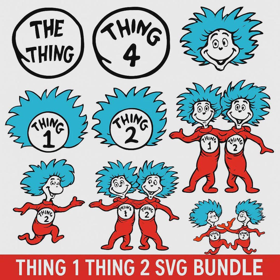 Thing 1, Thing 2 SVG Bundle: Dr. Seuss Inspired Cut Files - Etsy
