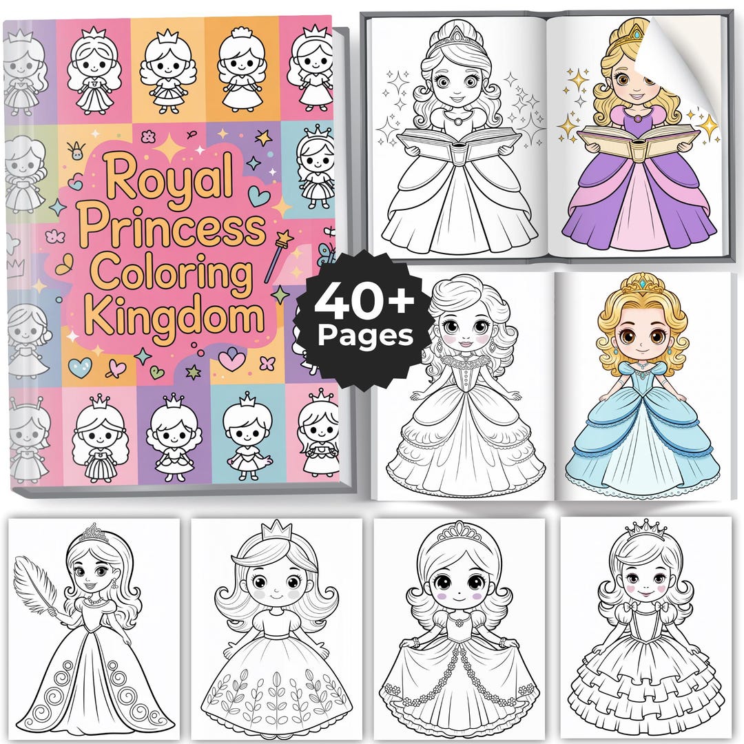 Kawaii Princess Coloring Book, 40+ Printable Pages (A4 Digital Download ...