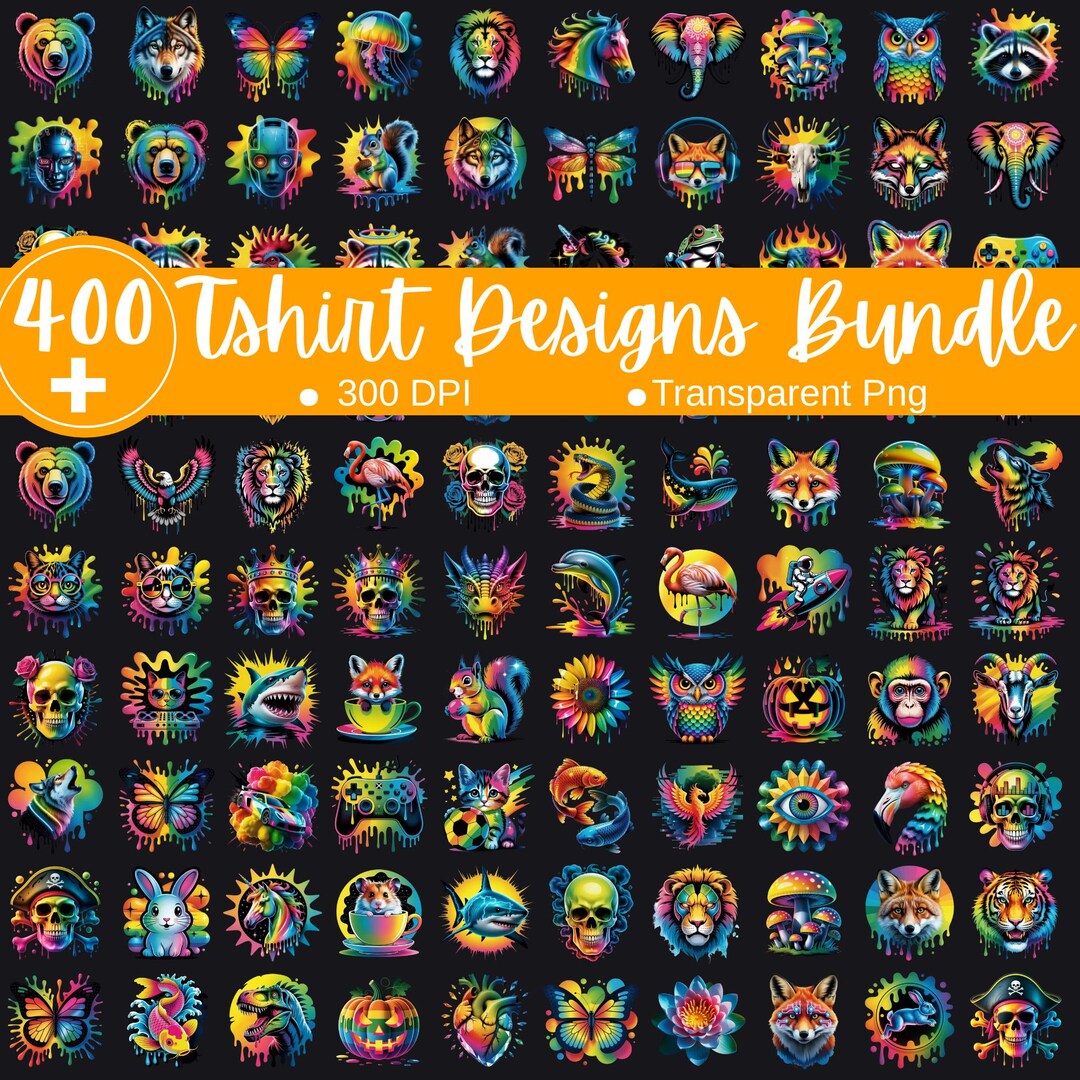 Colorful Neon Animal T-shirt PNG Designs Bundle (digital Download) - Etsy