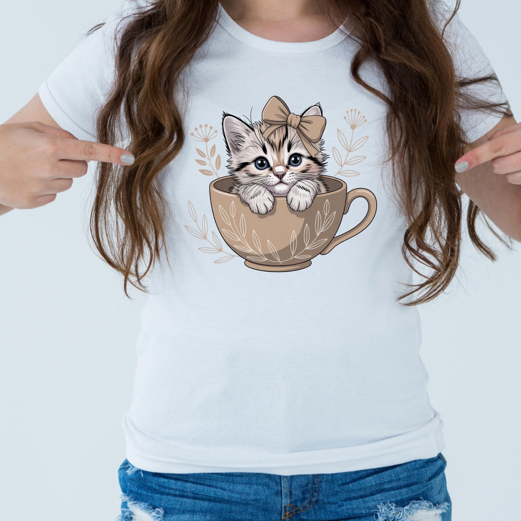 Cute Kitten PNG Clipart Bundle | Baby Cat in Teacup | Watercolor Floral ...