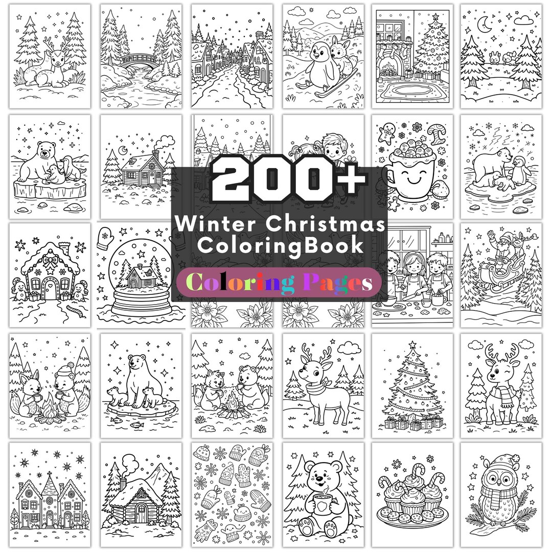 200+ Christmas Coloring Pages, Winter Activity Bundle (PDF) - Etsy