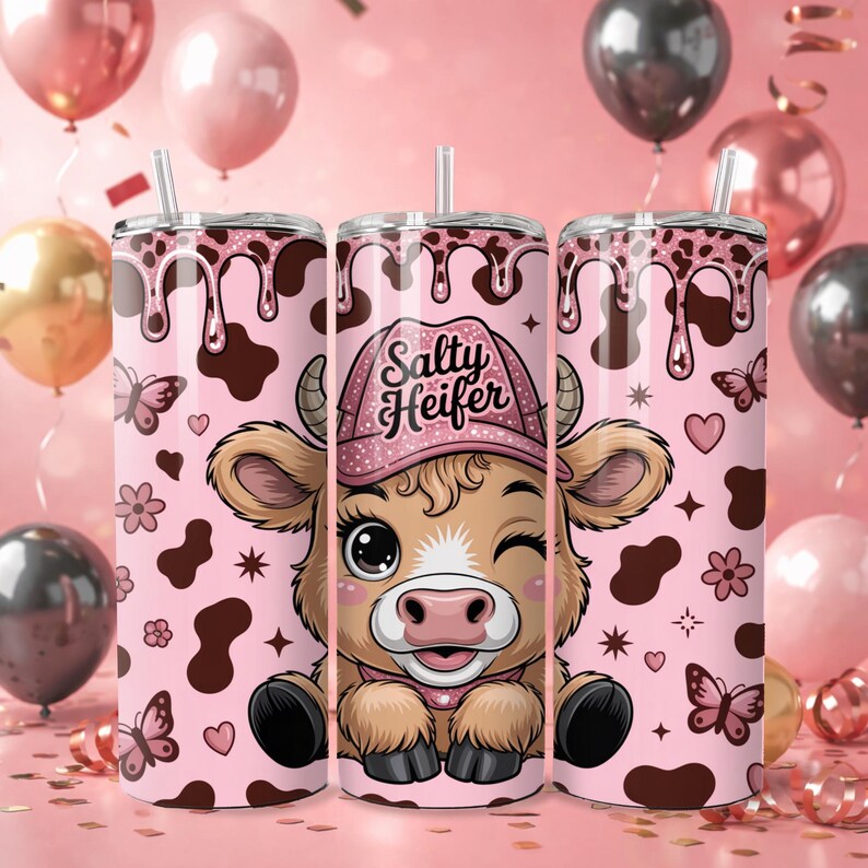 Cute Funny Highland Cow Tumbler Bundle, 20oz Highland Cow Tumbler ...