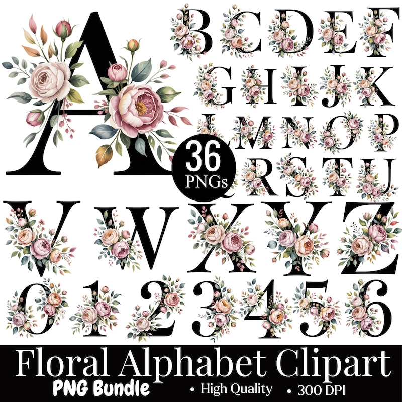 Floral Letters - Etsy