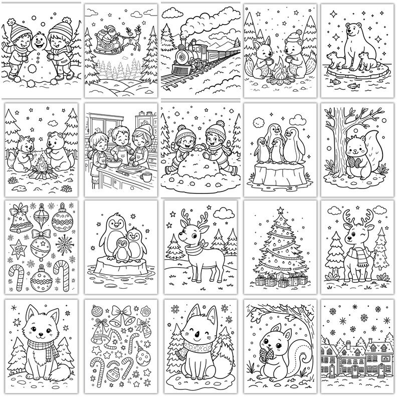 200+ Christmas Coloring Pages, Winter Activity Bundle (PDF) - Etsy